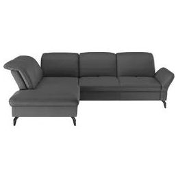 Sit & More Ecksofa SIT & MORE "Leandro L-Form" Sofas Gr. B/H/T: 288cm x 88cm x 242cm, Luxus-Microfaser in Lederoptik, Ottomane links, mit Sitztiefenverstellung-mit Kopfteilverstellung-mit Armlehnfunktion-ohne Bettfunktion-ohne Stauraum, grau (anthrazit) Wahlweise mit Bett-, Kopfteil - und Armlehnfunktion, sowie Stauraum