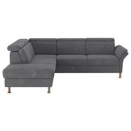 Ecksofa Home Affaire "Calypso L-Form" Sofas Gr. B/H/T: 259cm x 85cm x 227cm, Flachgewebe, Ottomane links, mit Kopfteilverstellung-mit Armteilfunktion-ohne Bettfunktion-ohne Stauraum-ohne Relaxfunktion im Sofa 2,5- Sitzer, grau (anthrazit) mit Relaxfunktion motorisch im Sofa 2,5- Sitzer