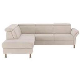 Ecksofa Home Affaire "Calypso L-Form" Sofas Gr. B/H/T: 259cm x 85cm x 227cm, Struktur, Ottomane links, ohne Kopfteilverstellung-ohne Armteilfunktion-ohne Bettfunktion-ohne Stauraum-ohne Relaxfunktion im Sofa 2,5- Sitzer, beige (linen) mit Relaxfunktion motorisch im Sofa 2,5- Sitzer