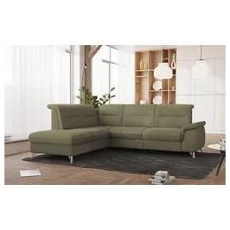 Sit & More Ecksofa SIT & MORE "Astoria L-Form" Sofas Gr. B/H/T: 256cm x 91cm x 225cm, Flachgewebe, Ottomane links, ohne Kopfteilverstellung-ohne Armlehnfunktion-ohne Relaxfunktion motorisch im Sofa 2,5-sitzig, grün wahlweise mit motorischer Relaxfunktion