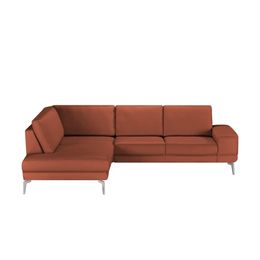 meinSofa Ecksofa aus Leder Dana ¦ rot ¦ Maße (cm): B: 269 H: 86 T: 22