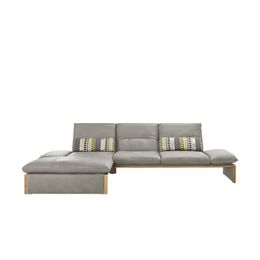 Koinor Leder-Ecksofa mit Massivholzrahmen aus Wildeiche Humfrey ¦ grau ¦ Maße (cm): B: 314 H: 93 T: 159