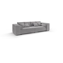 Big Sofa Laura mit Schlaffunktion aus Grau Luxusmicrofaser