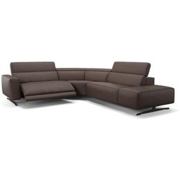 Sofanella - Leder Ecksofa alesso Rechts Braun 286 x 108 x 74 cm