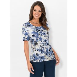 Kurzarmshirt Lady "Shirt" Gr. 52, blau (mittelblau, sesam, bedruckt) Damen Shirts