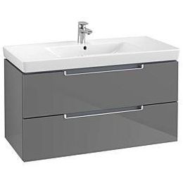 Villeroy & Boch Villeroy & Boch Subway 2.0 Waschtischunterschrank A69700FP,98,7x52x44,9cm,Glossy Grey,Griff silber