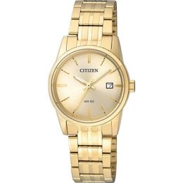 Quarzuhr Citizen "EU6002-51P", gold (goldfarben), Armbanduhren, Damen, Armbanduhr, Damenuhr, Edelstahlarmband, Datum