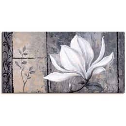 Wandbild Artland "Klassische Magnolie" Bilder Gr. B/H: 100 cm x 50 cm, Leinwandbild Blumen, 1 St., schwarz als Alubild, Outdoorbild, Leinwandbild, Poster, Wandaufkleber