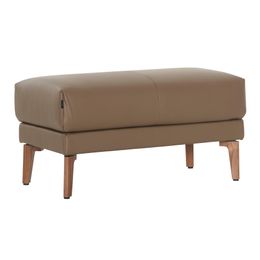 Hockerbank "CR.450, Sitzbank", beige (beigegrau 534, 26), B:93cm H:45cm T:48cm, NaturLEDER OSKAR (echtes Rindsleder), CREATION BY ROLF BENZ, Hocker, Polsterhocker, F&uuml;&szlig;e aus Massivholz