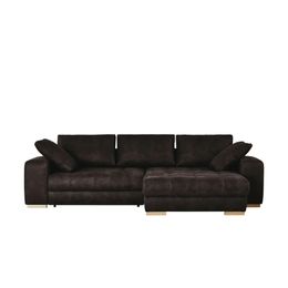 bobb Ecksofa dunkelbraun - Microfaser Caro ¦ braun ¦ Maße (cm): B: 30