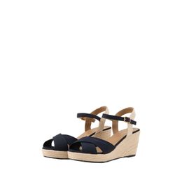 Tom Tailor Damen Sandalen mit Keilabsatz, blau, Uni, Gr. 39