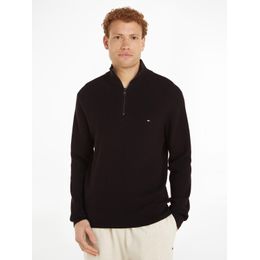 Troyer Tommy Hilfiger "STRUCTURE ZIP MOCK" Gr. L, schwarz Herren Pullover