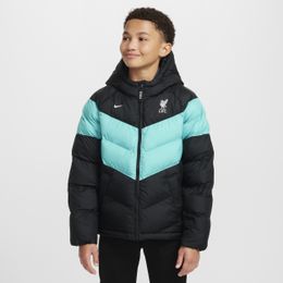 FC Liverpool Nike Fußballjacke mit Synthetikfüllung und Kapuze (ältere Kinder) - Schwarz