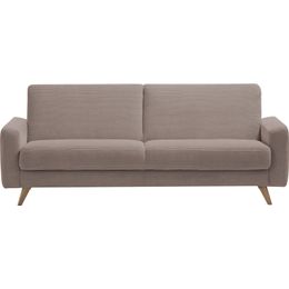 3-Sitzer exxpo - SOFA FASHION "Samso, elegant und bequem, aktueller Cord Bezug, Kippcouch", braun (cappucino), B:222cm H:89cm T:93cm, 100% PES, Sofas, hochwertige Verarbeitung, Schlafsofa inkl. Bettfunktion und Bettkasten