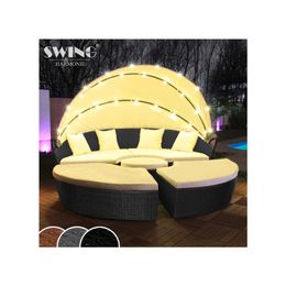 Swing&Harmonie LED - Sonneninsel Rattan Lounge Polyrattan Sitzgruppe Liege Insel inkl. Abdeckcover - versch. Ausf&uuml;hrungen