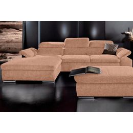 Sit & More Ecksofa SIT & MORE "Alcudia L-Form", braun, B:286cm H:73cm T:174cm, Struktur;Luxus-Kunstleder;Primabelle-Microfaser, Sofas, Ecksofa, wahlweise mit Bettfunktion