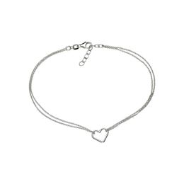 Fußkette Firetti "Schmuck Geschenk Silber 925 Körperschmuck Herz+LIEBE Ankerkette" Fußkettchen Gr. Silber 925 (Sterlingsilber), silberfarben (silber, 925)