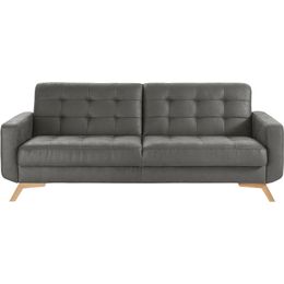 3-Sitzer exxpo - SOFA FASHION "Fiord, aktuelles Design, tolle Detailverarbeitung im Sitz und R&uuml;cken", grau (anthrazit), B:222cm H:87cm T:89cm, Vintage (100% Polyester);Webvelours (100% Polyester), Sofas, bequem, wahlweise Kippcouch mit Bettfunktion und Bettkasten, Holzfu&szlig;