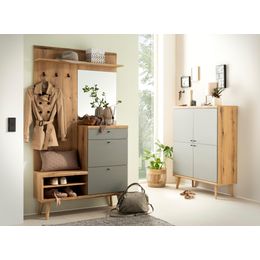 Garderoben-Set Inosign "Mavas, Garderobe mit Stauraum, Garderobenschrank im Scandic Design" Kastenmöbel-Sets Gr. B/H/T: 237 cm x 200 cm x 34 cm, braun (evoke eiche, salbei) ausreichend Stauraum, für kleine Räume geeignet, 237 cm breit