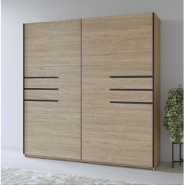 Schwebetürenschrank Inosign "Violla" Schränke Gr. B/H/T: 200cm x 210cm x 60,5cm, eichefarben, 2 St., braun (eichefarben) mit 3 zusätzlichen Einlegeböden