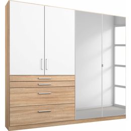 Kleiderschrank Rauch "Harburg Bestseller im Schlafzimmer" Schränke Gr. B/H/T: 181 cm x 197 cm x 54 cm, 4 St., weiß (struktureichefarben hell, weiß) Schlafzimmerschrank Schrank Garderobe mit Spiegel