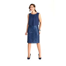 2-in-1-Kleid HERMANN LANGE Collection Gr. 48, N-Gr, blau (nachtblau) Damen Kleider Partykleid Etuikleid mit Pailletten-Rock