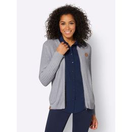 Strickjacke Casual Looks Gr. 36, grau (steingrau, weiß, meliert) Damen Strickjacken