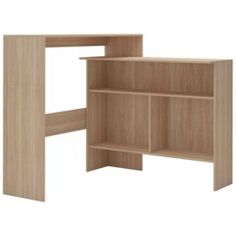 vidaXL Bartisch mit 2 Tischplatten Eichenoptik 130x40x120 cm