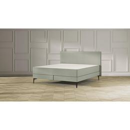 EMMA Elite Boxspringbett - Grün - 160x200 cm - Kopfteil Kissen - Metall Füße