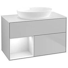 Villeroy & Boch Villeroy und Boch Finion Waschtischunterschrank FA11GFGJ 100cm, Abdeckplatte white matt, Regale Glossy white lacquer, Light grey matt