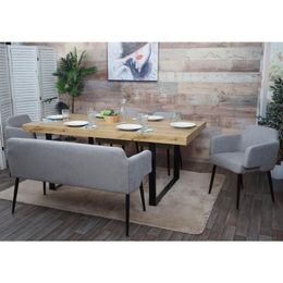 Esszimmer-Set MCW-L13, 4er-Set Stuhl+Sitzbank Esszimmergruppe Sitzgruppe Esszimmergarnitur, Stoff/Textil ~ grau