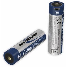 Ansmann LiIon-Akku 1307-0002, 18650, 3,6 V-, 2600 mAh, Micro-USB Buchse