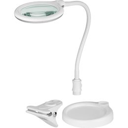 goobay LED Stand-/Klemm-Lupenleuchte, 6W, 480lm, 1,75x Vergr&ouml;&szlig;erung, wei&szlig;