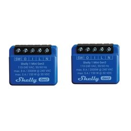 Shelly WLAN-Schaltaktor 1 Mini Gen 3, blau, 2 St&uuml;ck