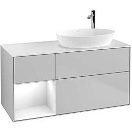 Villeroy & Boch Villeroy und Boch Finion Waschtischunterschrank G921GFGJ 120cm, Abdeckplatte white matt, Emotion, Regale Glossy white lacquer, Light grey matt