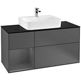 Villeroy & Boch Villeroy und Boch Finion Waschtischunterschrank G162GKGK 120cm, Abdeckplatte black matt, Emotion, Regal links Anthracite matt, Anthracite matt