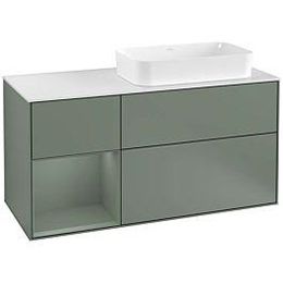 Villeroy & Boch Villeroy und Boch Finion Waschtischunterschrank F271GMGM 120cm, Abdeckplatte white matt, Regal links Olive Matt Lacquer, Olive Matt Lacquer