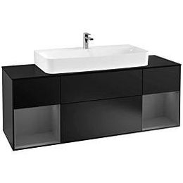 Villeroy & Boch Villeroy und Boch Finion Waschtischunterschrank G212GKPD 160cm, Abdeckplatte black matt, Emotion, Regale Anthracite matt lacquer, Black matt lacquer