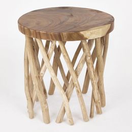 TK Maxx Runder Beistelltisch aus Holz mit Beinen aus Ästen 56x55cm