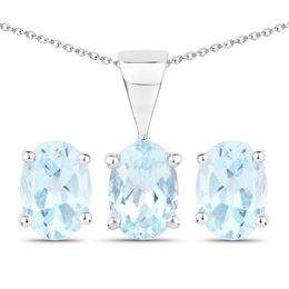 Paar Ohrstecker VIRA JEWELS "Silber 925 rhodiniert mit echtem Blautopas (beh.)" Ohrringe Gr. ONE-SIZE, 2,85 ct, Silber 925 (Sterlingsilber), weiß (weiß, blau) Damen