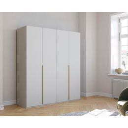 Drehtürenschrank Rauch "Skat Glamour" Schränke Gr. B/H/T: 201 cm x 223 cm x 63 cm, 4 St., grau (seidengrau) goldene Griffstange und umfangreiche Innenausstattung