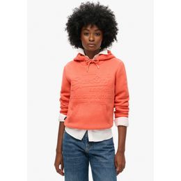 Kapuzensweatshirt Superdry "EMBOSSED VL GRAPHIC HOODIE" Gr. XL, rot (la coral marl) Damen Sweatshirts