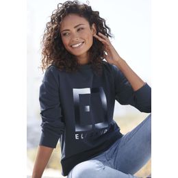 Sweatshirt ELBSAND "Fionni" Gr. L (40), blau (marine) Damen Sweatshirts mit großem Logoprint, sportlich-casual Bestseller