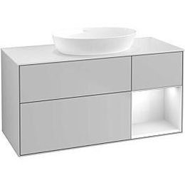 Villeroy & Boch Villeroy und Boch Finion Waschtischunterschrank GA71GFGJ 120cm, Abdeckplatte white matt, Emotion, Regale Glossy white lacquer, Light grey matt