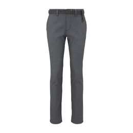 Tom Tailor Denim Herren Strukturierte Chinohose mit Gürtel, grau, Uni, Gr. 28/32