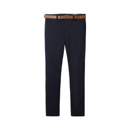 Tom Tailor Denim Herren Chino Hose mit Gürtel, blau, Gr. 36/34