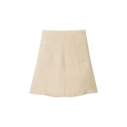 Tom Tailor Damen Cargo Rock mit Leinen, beige, Uni, Gr. 40