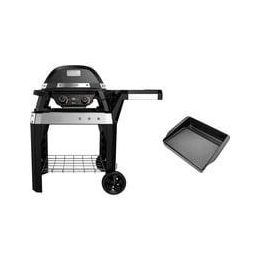 Weber Elektrogrill Bundle Pulse 2000 mit Wagen und Gusseisen-Grillplatte schwarz/silber, 2.200 Watt