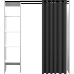 Kleiderschrank TemaHome "Tom" Schränke Gr. H/T: 181cm x 50cm, weiß (weiß/dunkelgrau) ausziehbarer Kleiderschrank, Vorhang und viele Fächer, Höhe 181 cm