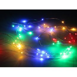 LED-Lichterkette, Silberdraht, 64 LEDs, bunt, 230V~, Innen/Au&szlig;en